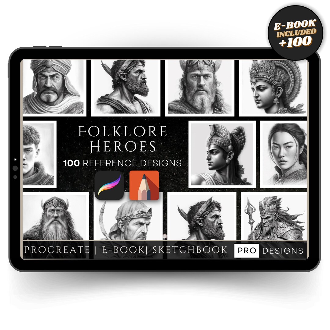 Folklore Heroes Tattoo Sketches: 100 Mythology Reference Designs (PNG ...