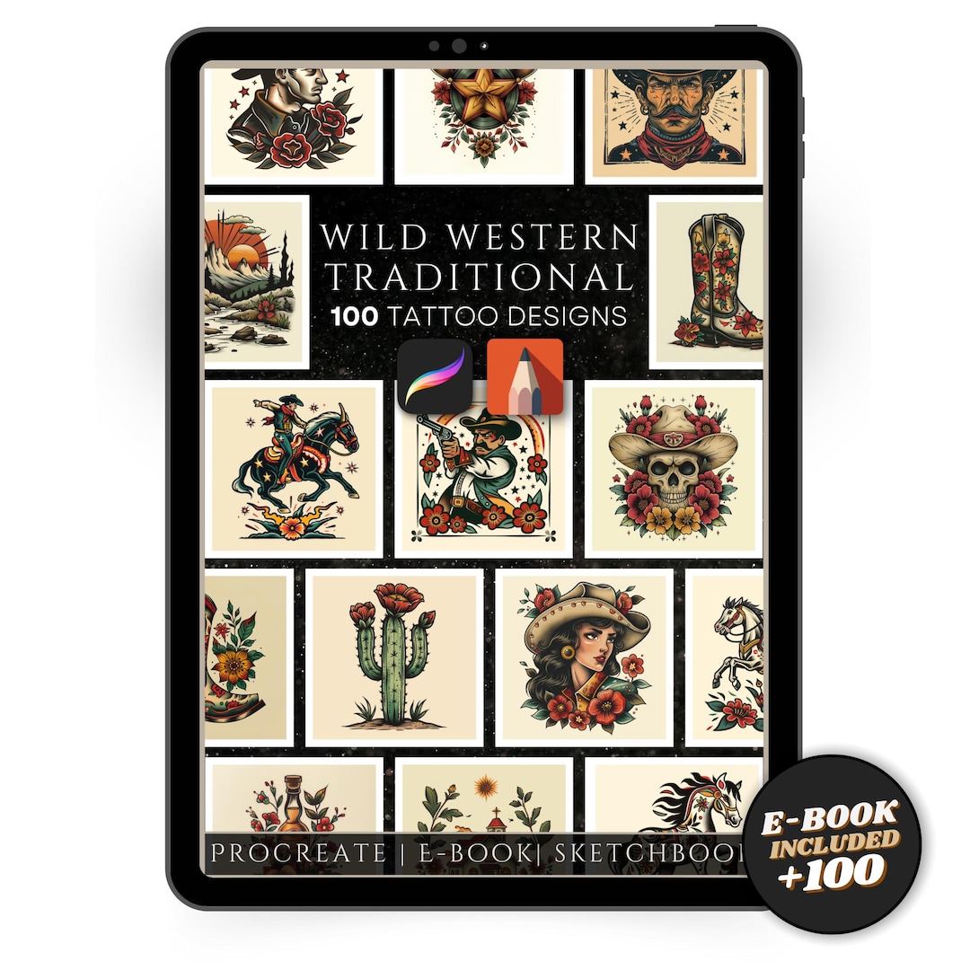 Traditional Wild Western Tattoo Designs - Procreate & Sketchbook ...