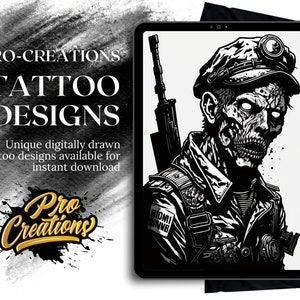 Blackwork Tattoo Designs 'zombies' Tattoo Flash Sheet PDF Downloadable ...