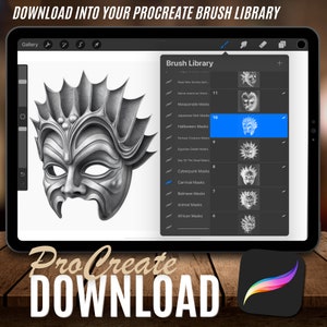 50 Carnival Mask Procreate Brush Stamps | Tattoo Designs | Digital Art ...