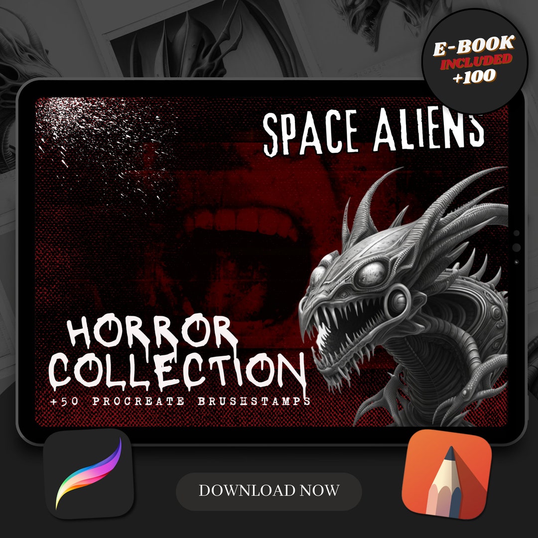 50 Space Alien Procreate Brush Stamps: Tattoo Designs (digital Download ...