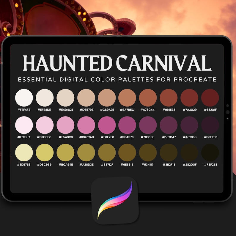 Haunted Carnival Procreate Color Palette – 30 Twisted Festival Tones ...