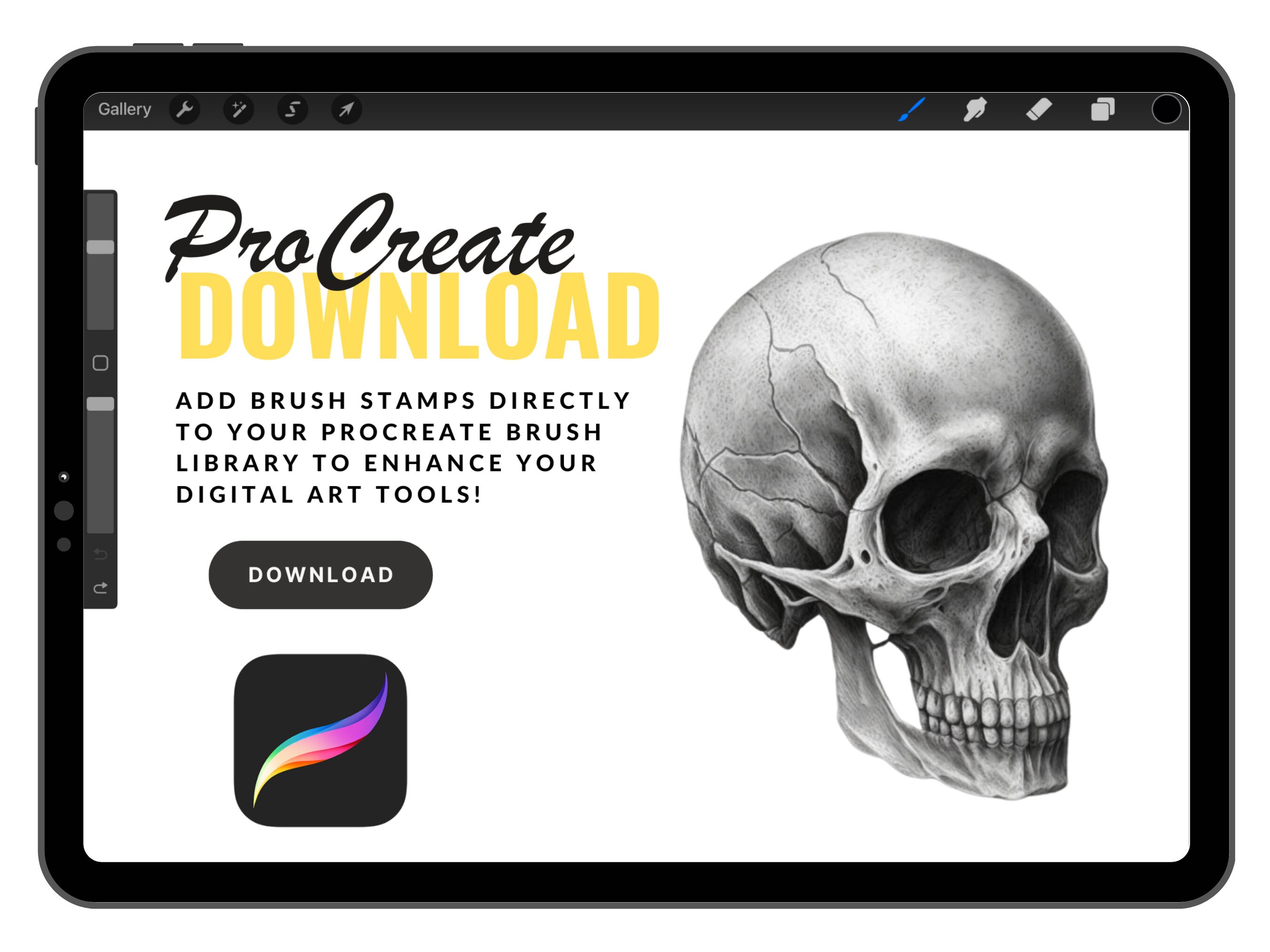 Procreate Brushes 'spooky Skulls ' Tattoo Design / Tattoo Flash Sheet ...