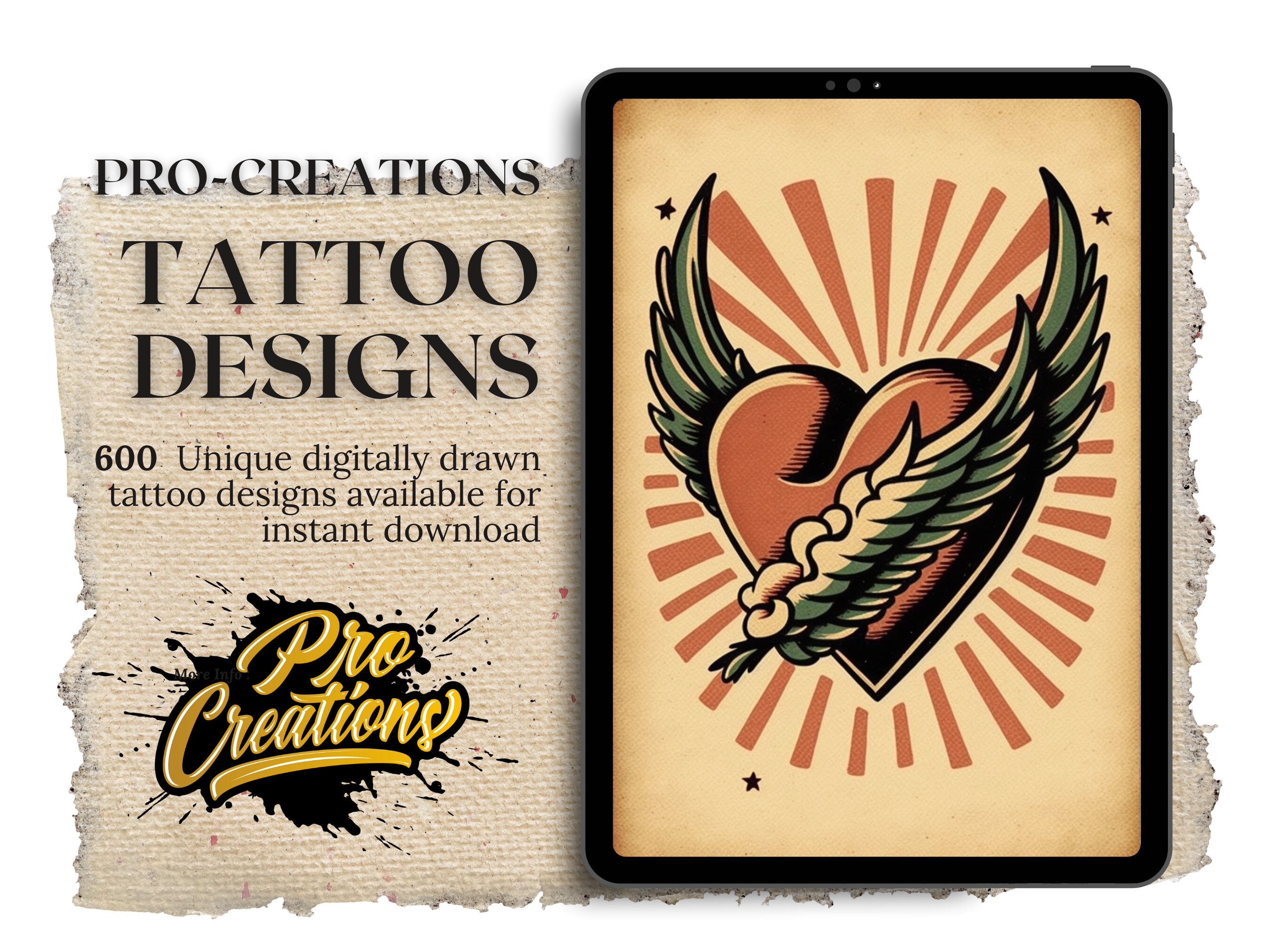 Traditional Tattoo Designs 'MEGA BUNDLE' Tattoo Flash Sheet Pdf ...