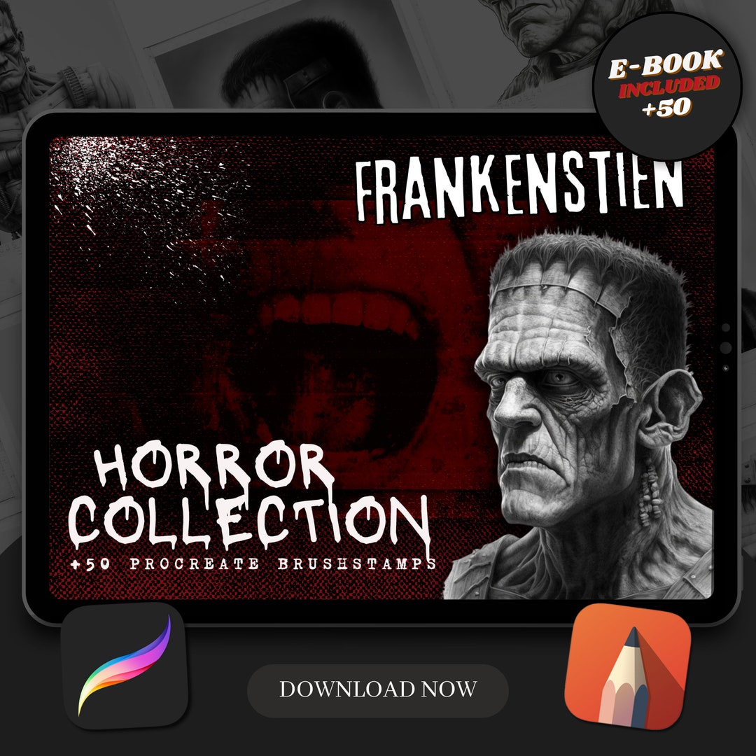 50 Frankenstein Procreate Brush Stamps | Tattoo Designs | Digital Art ...