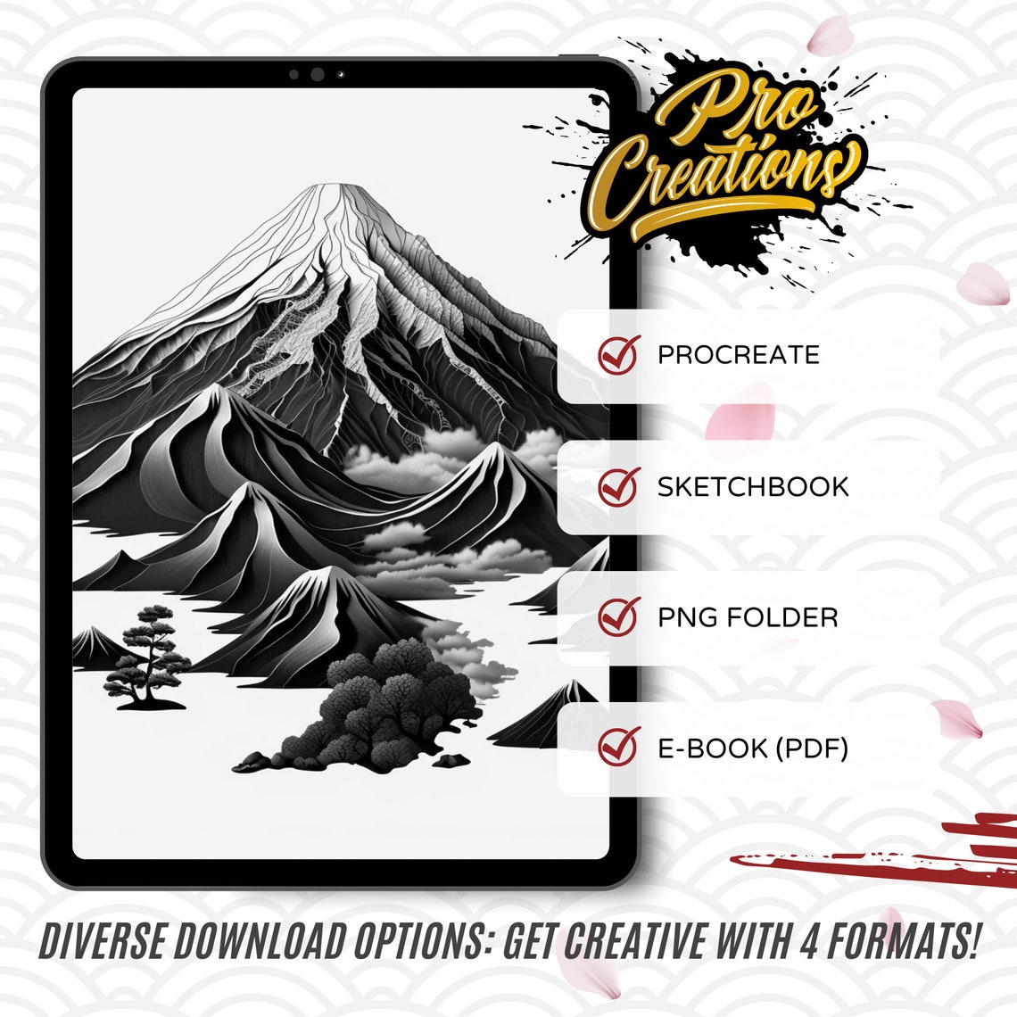 50 Japanese Scenery Procreate Brush Stamps: Tattoo Designs (digital ...