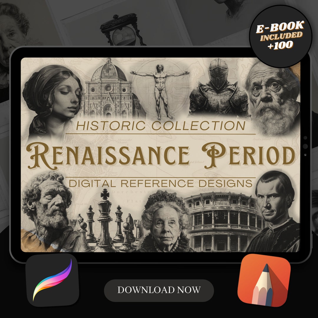 100 Renaissance Period Procreate Brush Stamps | Tattoo Designs ...