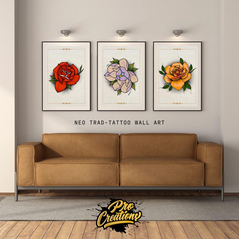 Neo-traditional Floral Tattoo Designs: Procreate Brush Stamp Pack ...