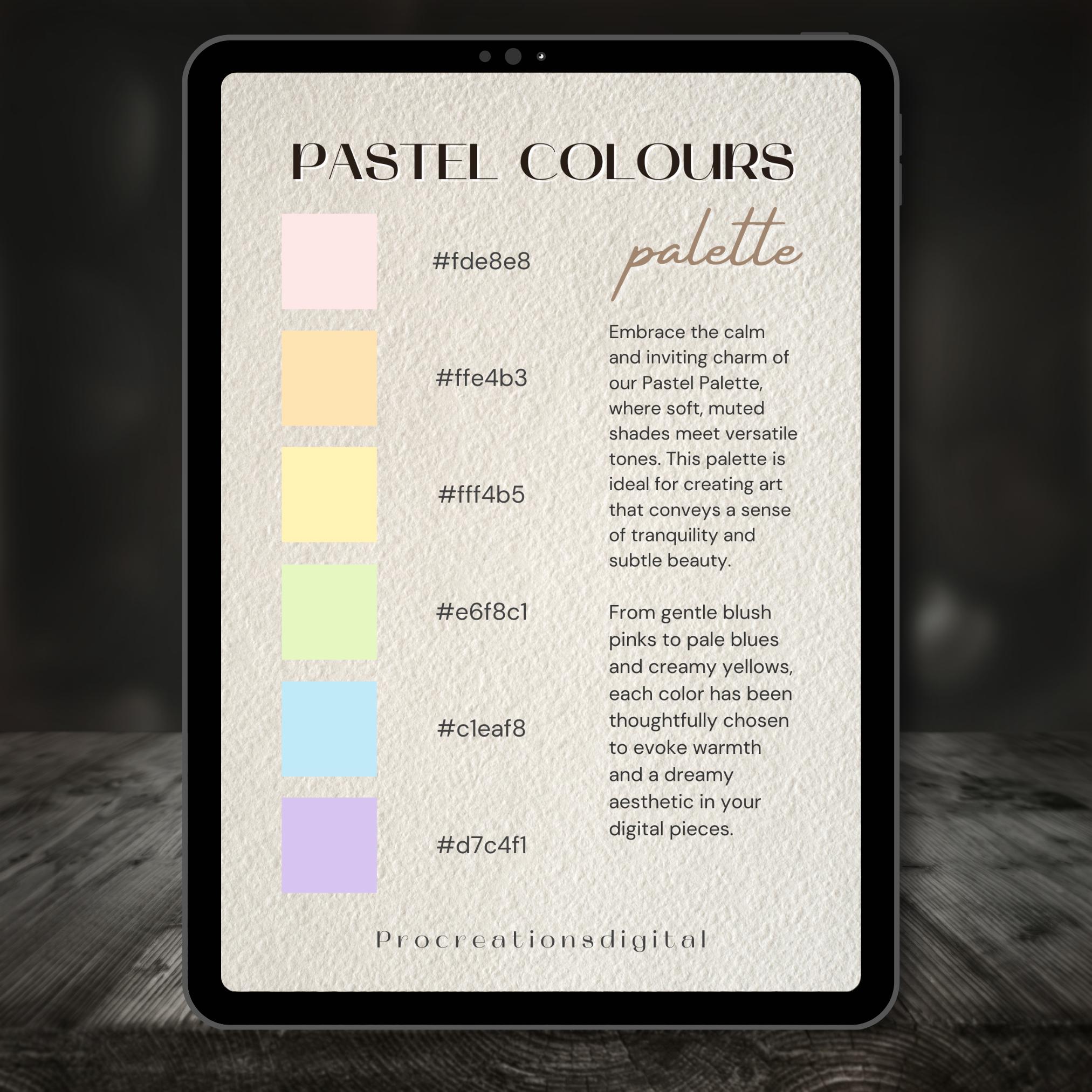 Pastel Colors Procreate Palette – 30 Dreamy & Soft Hues for Whimsical ...