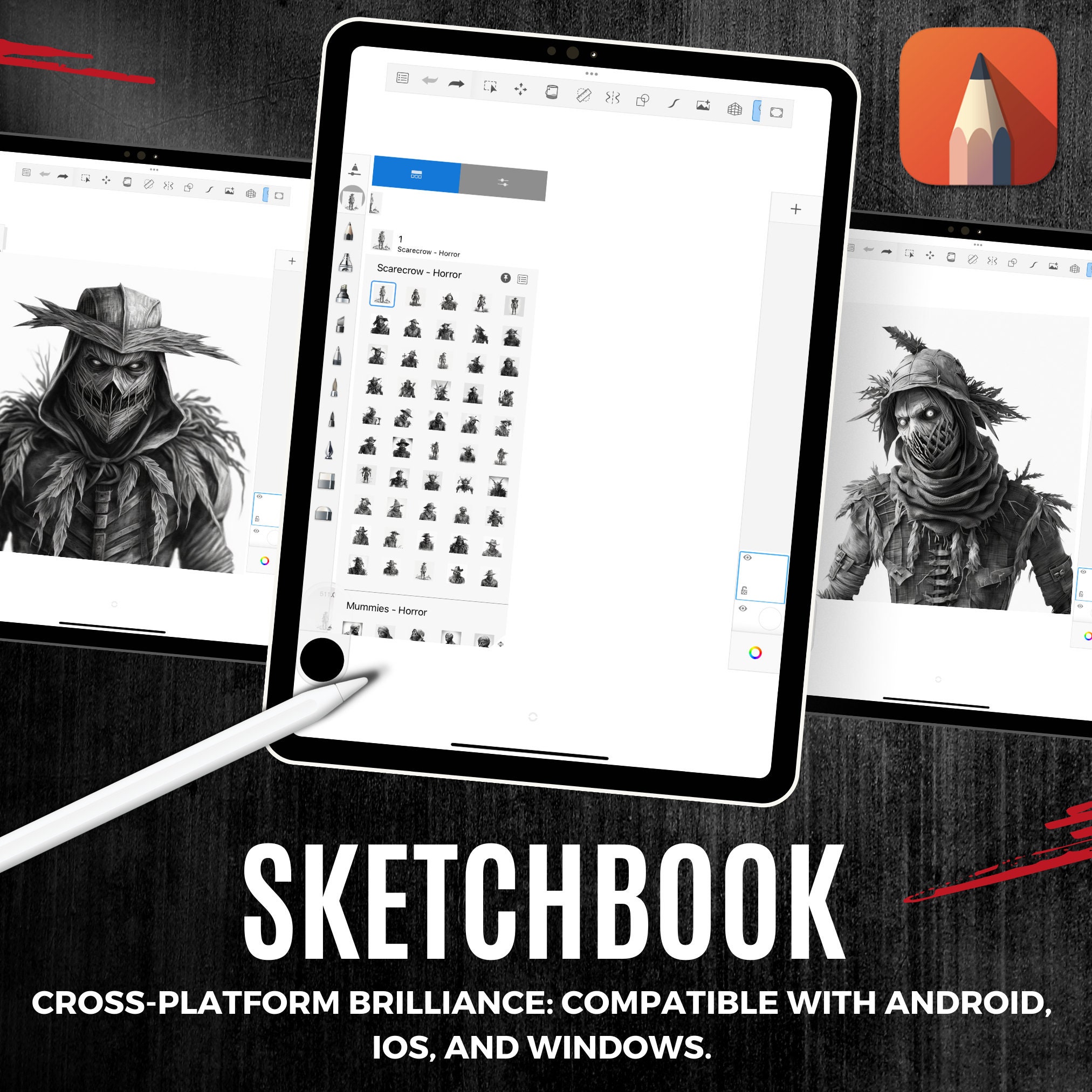 Scarecrow Tattoo Designs: 50 Procreate Brush Stamps (PDF E-book) - Etsy