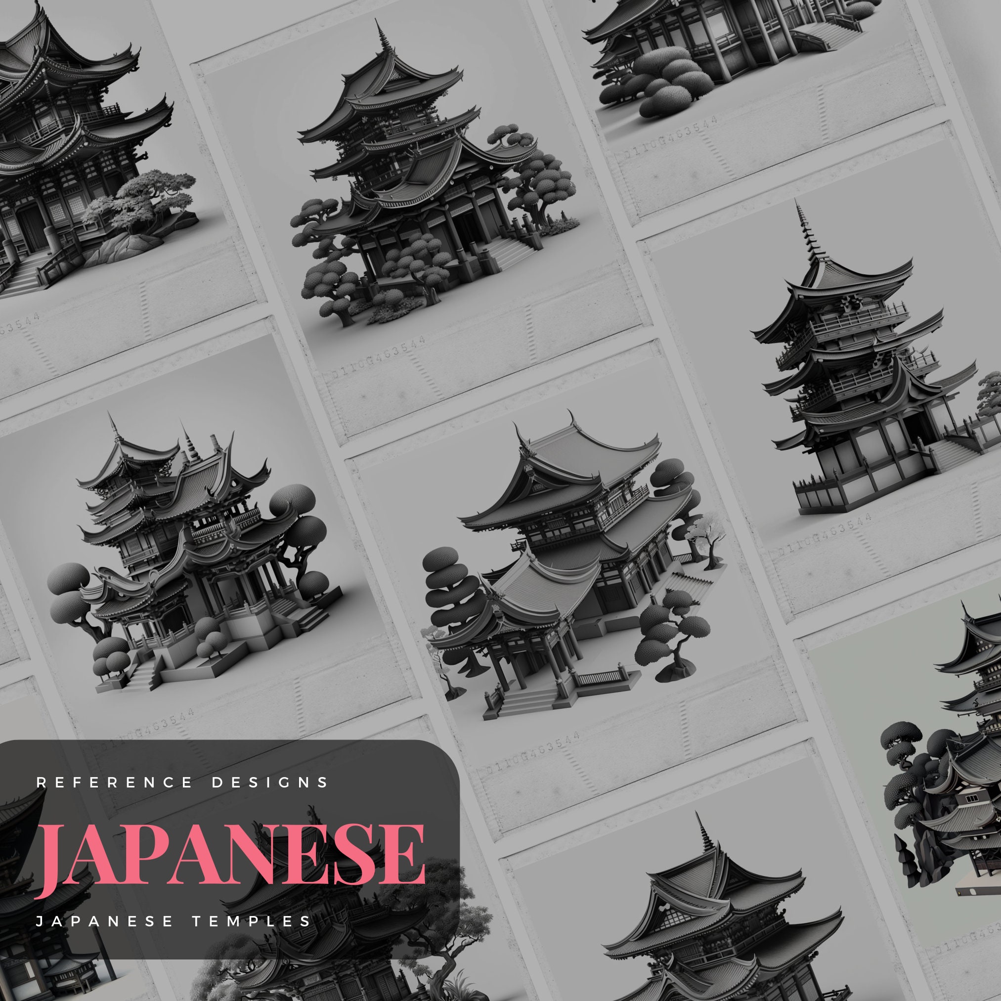 50 Japanese Temple Procreate Brush Stamps Tattoo Designs Digital Art ...