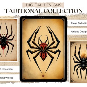 Traditional Tattoo Designs 'spiders' Tattoo Flash Sheet Pdf ...