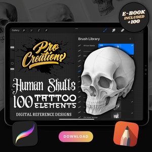100 Skulls Procreate Brush Stamps: Tattoo Designs (digital Download) - Etsy