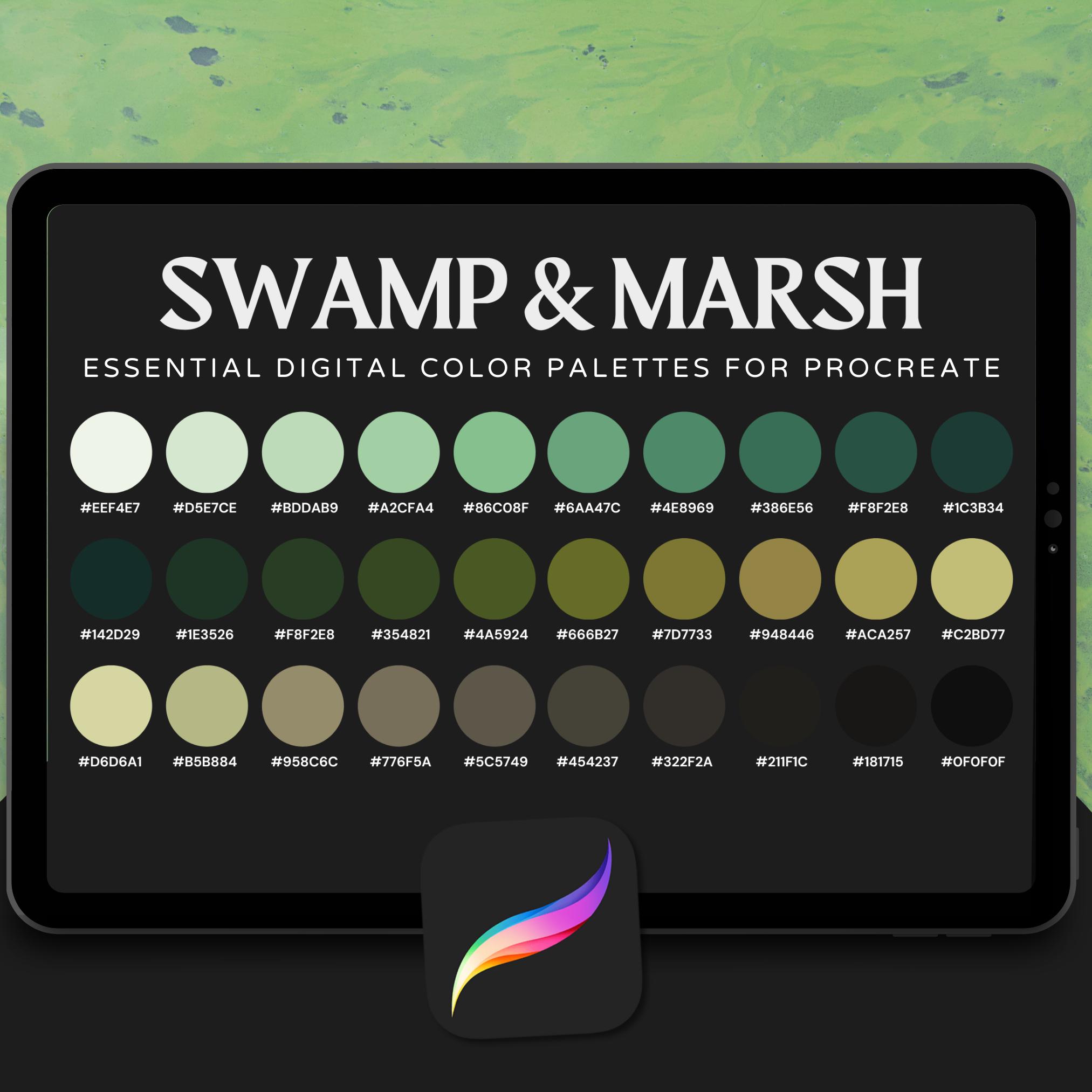Swamp & Marsh Procreate Color Palette – 30 Murky Bog Tones for Tattoo ...