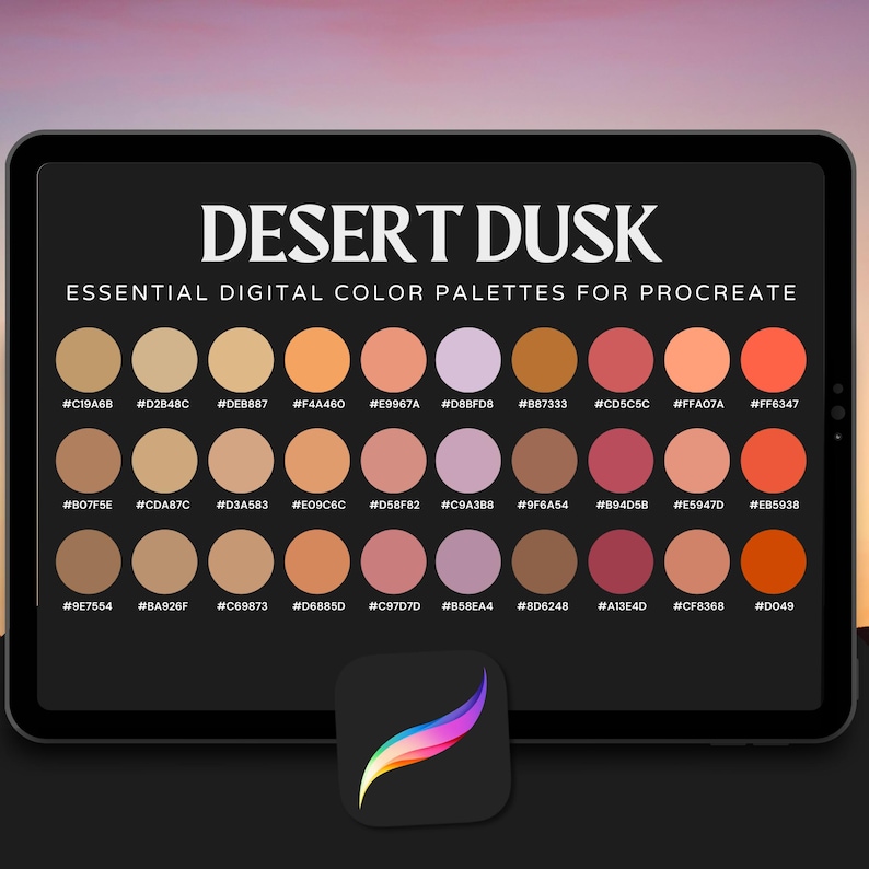 Desert Dusk Digital Color Palette – 30 Warm & Earthy Hues for Procreate ...
