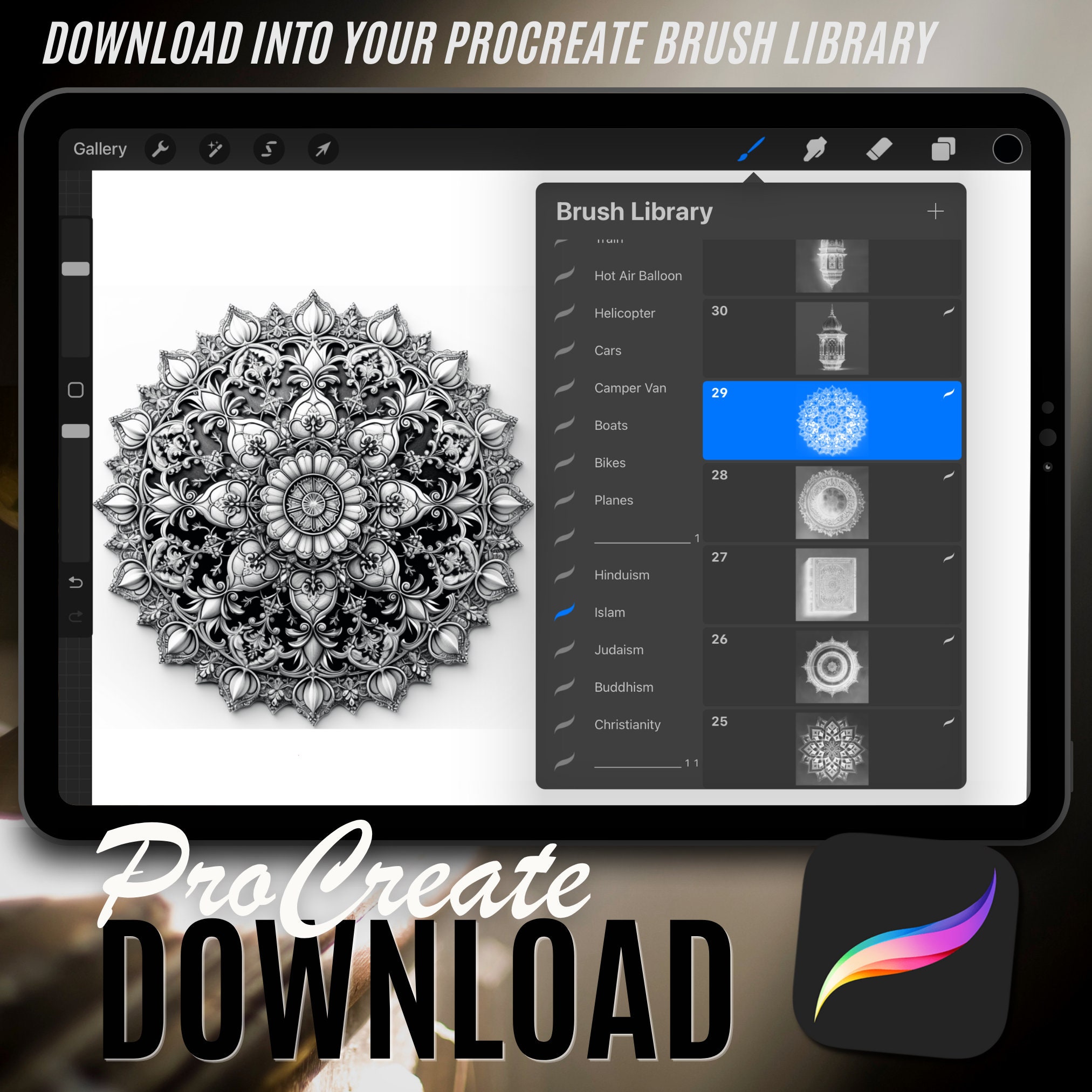 100 Islamic Procreate Brush Stamps Tattoo Designs Digital Art Procreate ...