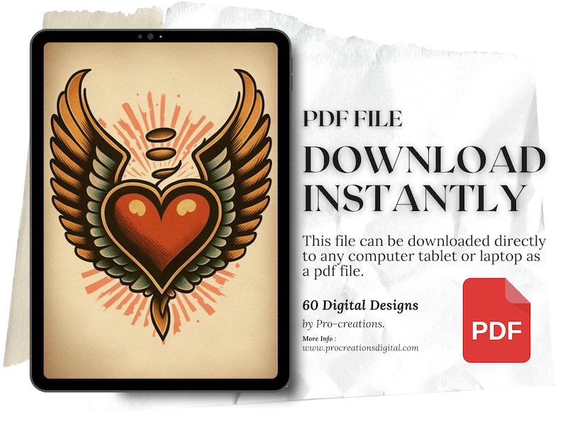 Traditional Tattoo Designs 'hearts' Tattoo Flash Sheet Pdf Downloadable ...