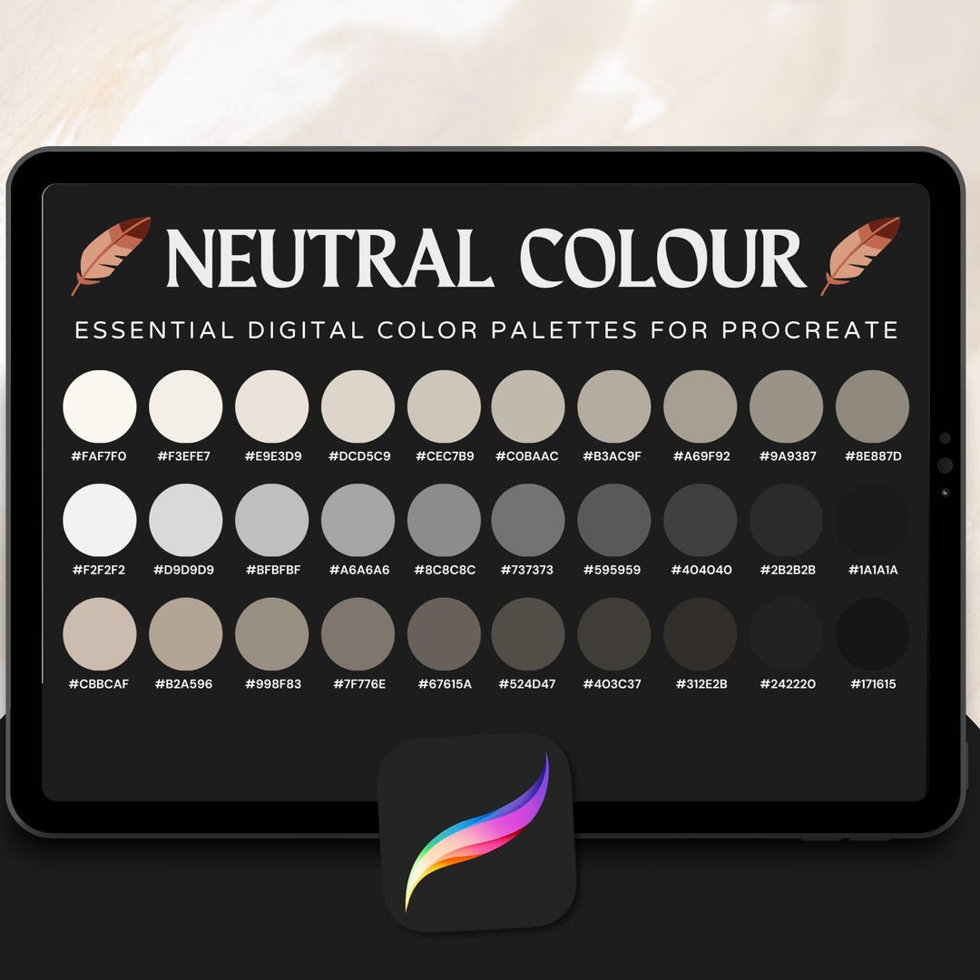 Neutral Tones Tattoo Colour Palette for Procreate – Soft Ink Swatches ...