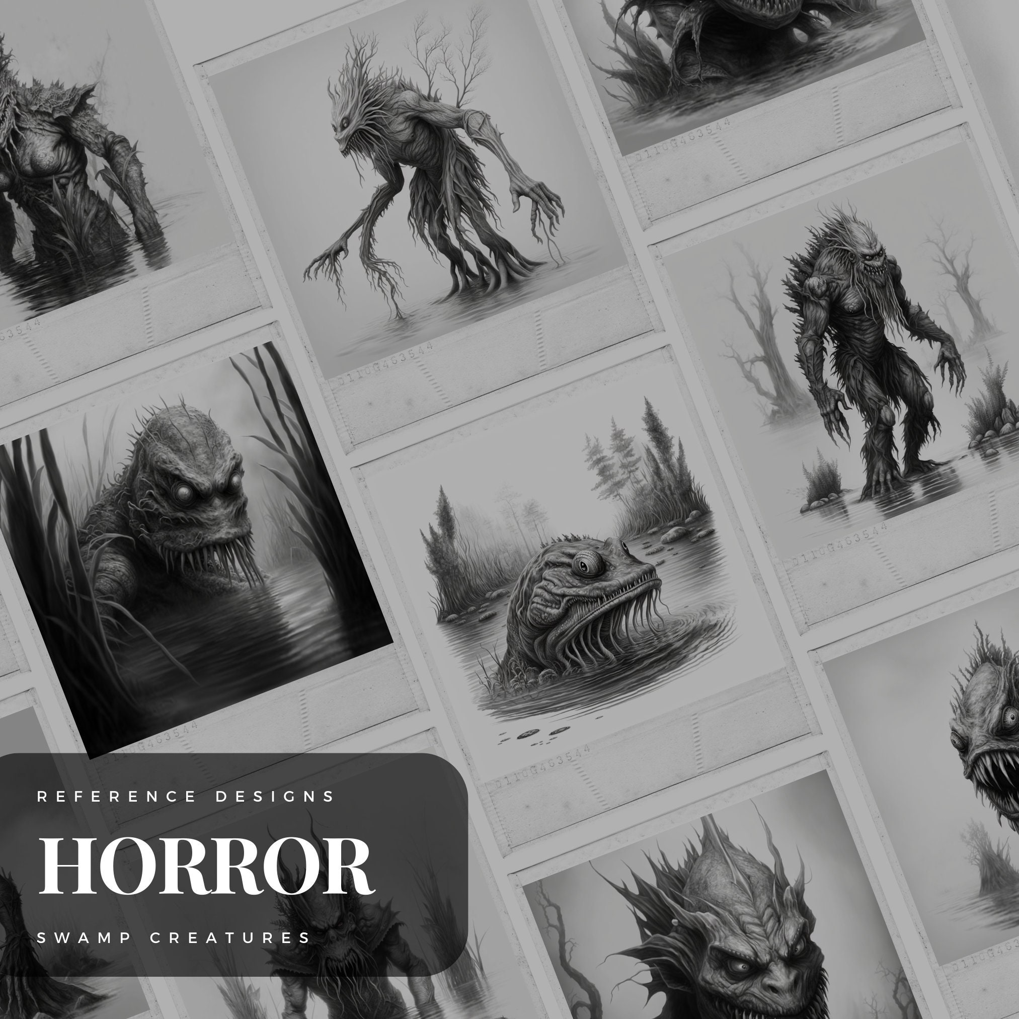 50 Swamp Creature Procreate Brush Stamps: Horror Tattoo Designs ...