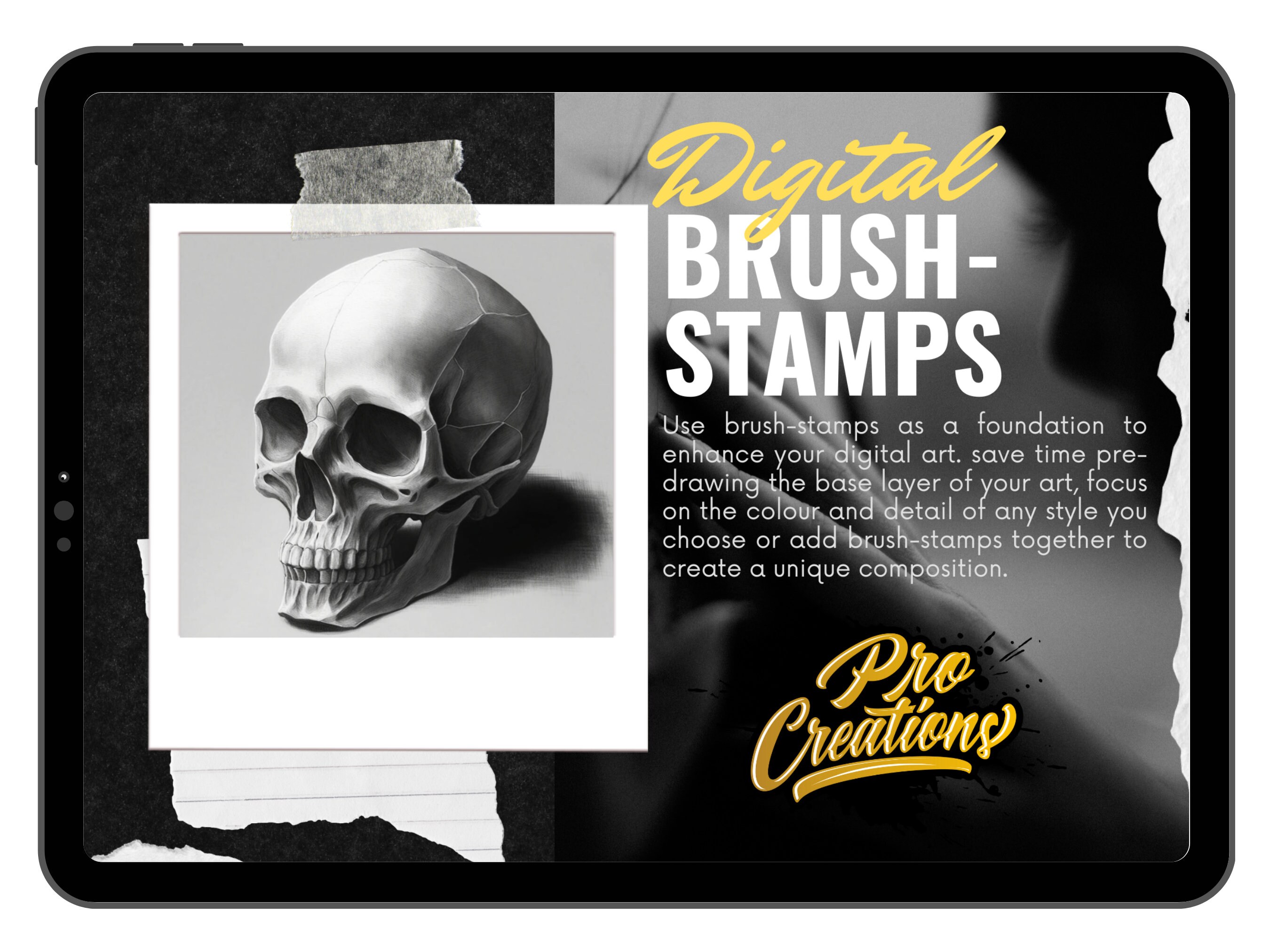 Procreate Brushes 'spooky Skulls ' Tattoo Design / Tattoo Flash Sheet 65 Procreate Stamps ...