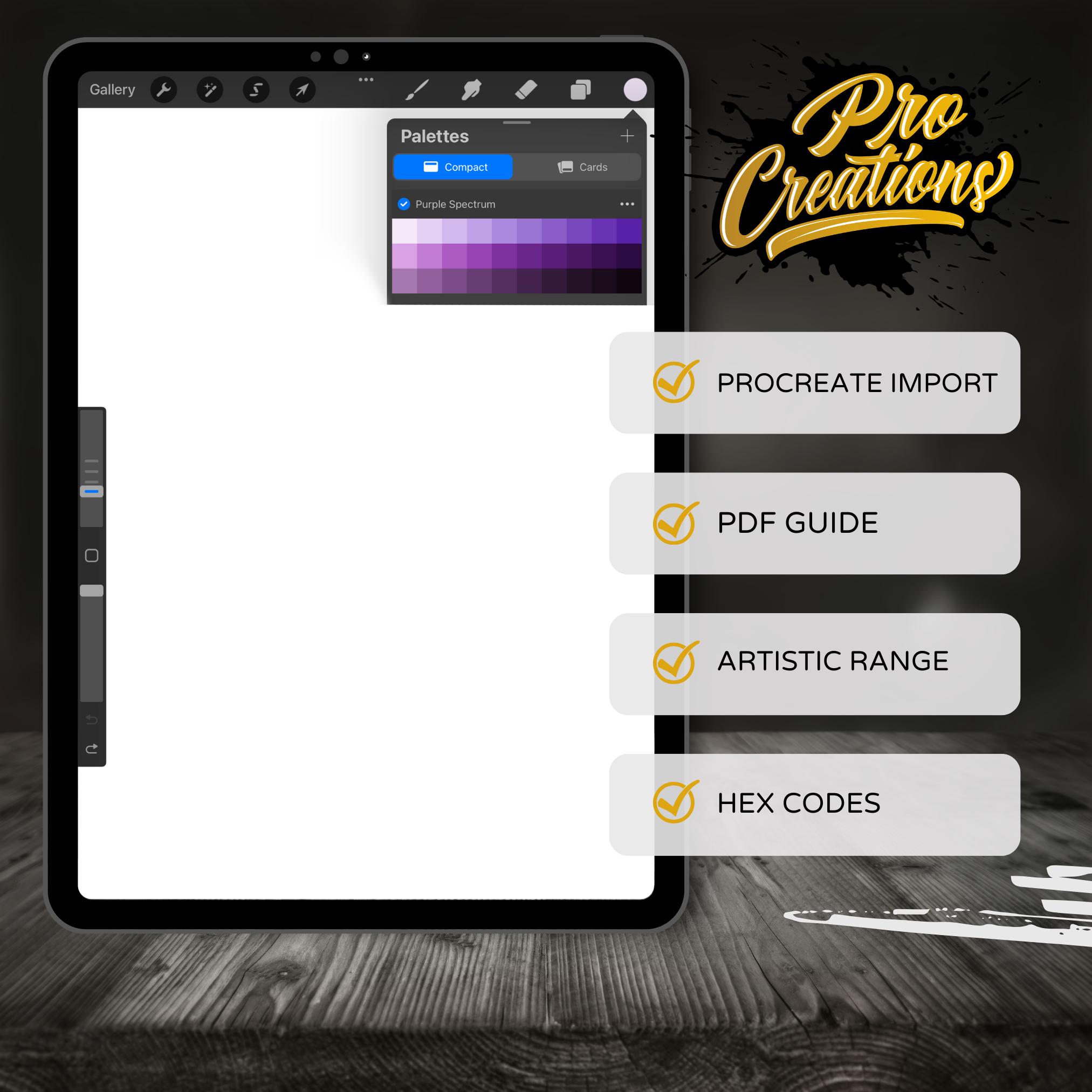 Purple Spectrum Tattoo Colour Palette for Procreate – 30 Ink Swatches ...