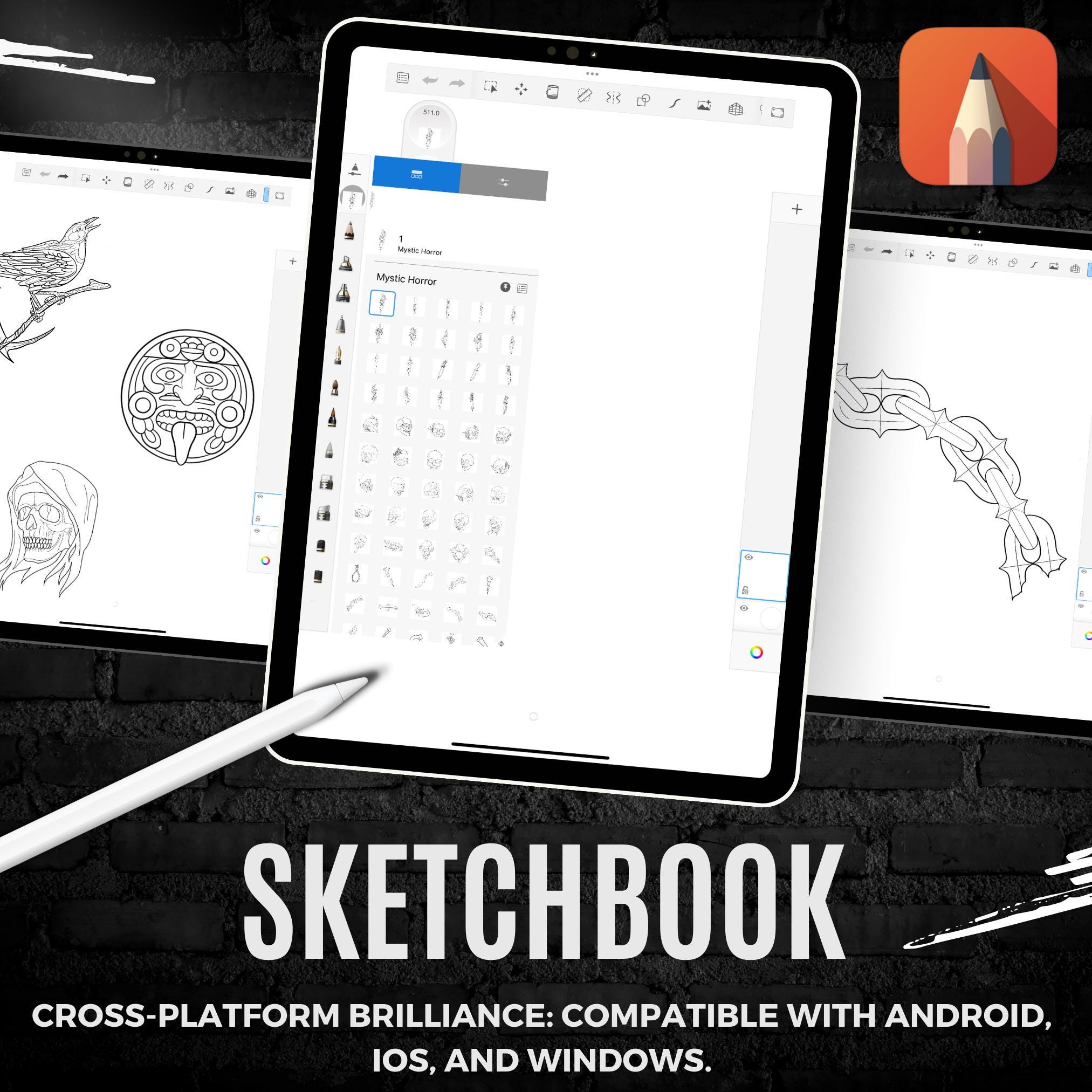 Neo-traditional Mystic Horror Tattoo Flash Stamps: Procreate ...