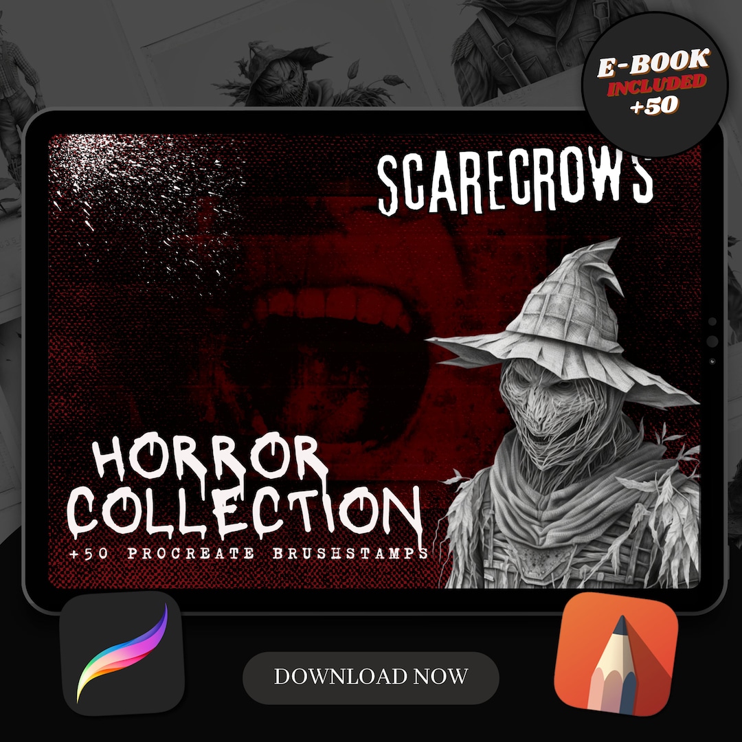 Scarecrow Tattoo Designs: 50 Procreate Brush Stamps (PDF E-book) - Etsy