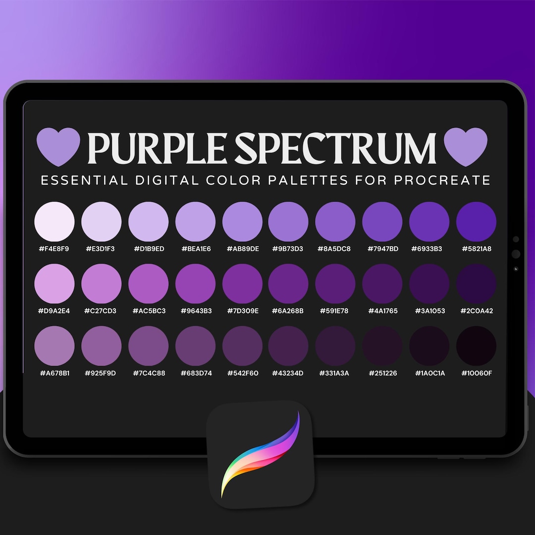 Purple Spectrum Tattoo Colour Palette for Procreate – 30 Ink Swatches ...