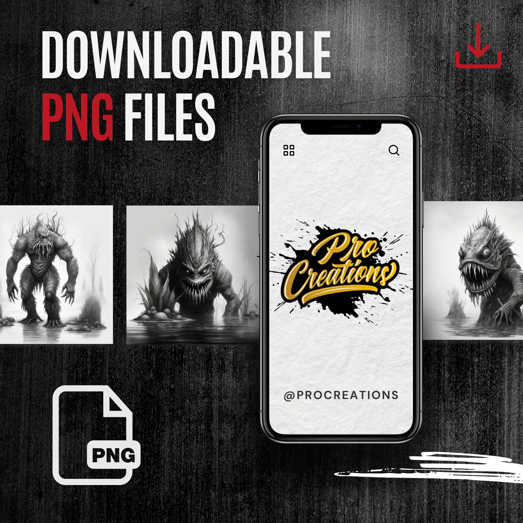 50 Swamp Creature Procreate Brush Stamps: Horror Tattoo Designs ...