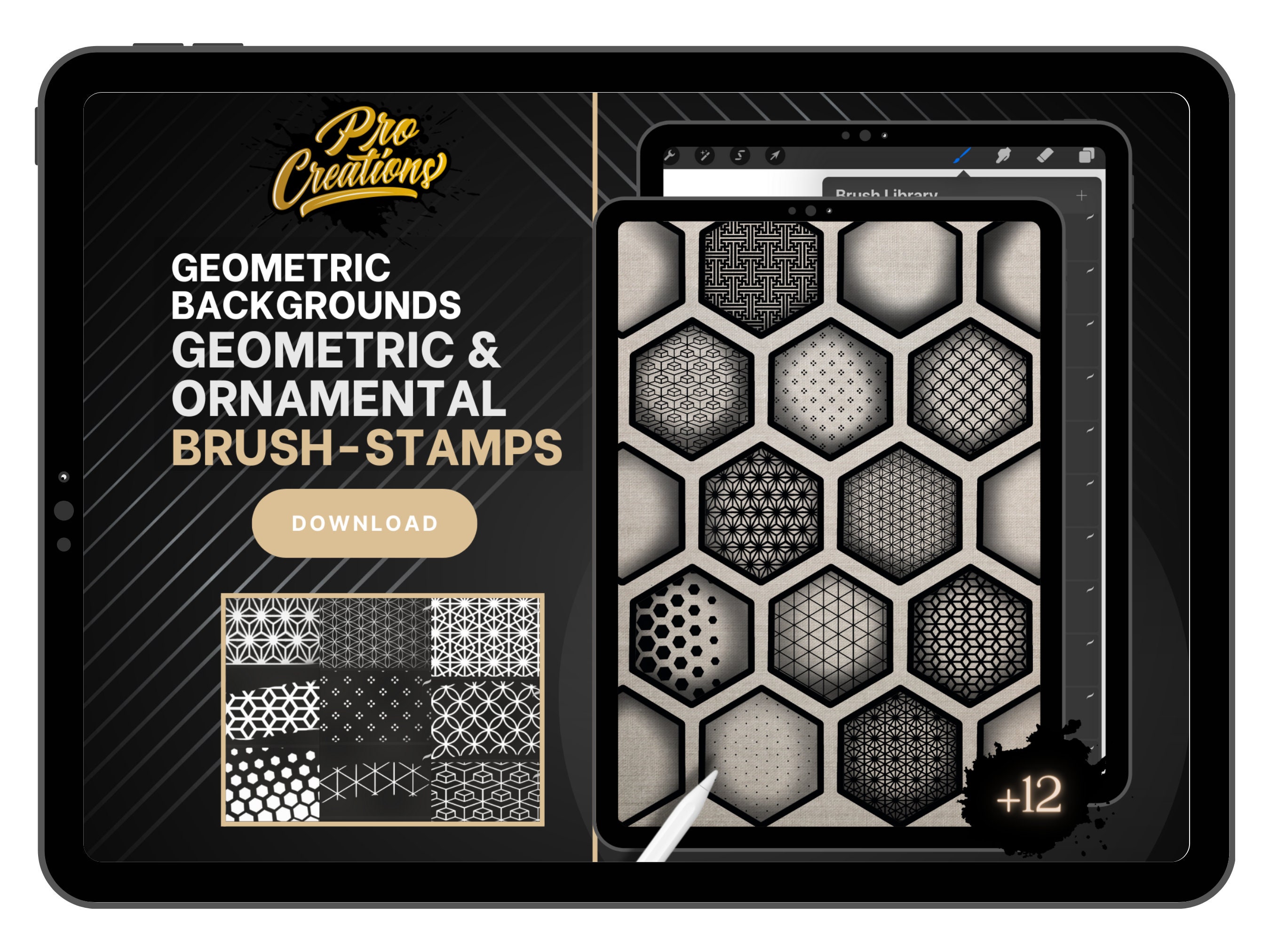 12 Geometric Backgrounds Procreate Brush Set Geometric - Etsy