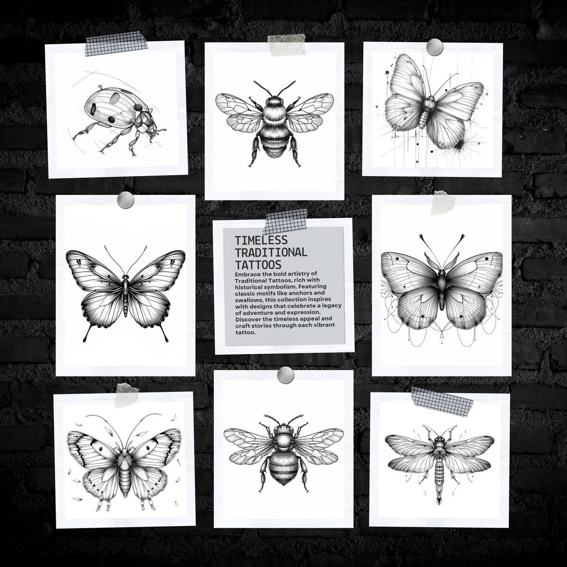 Fineline Insect Tattoo Stencil Brush Pack: Procreate & Sketchbook ...