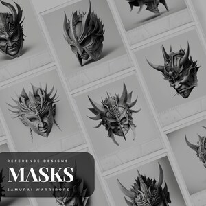 50 Samurai Mask Procreate Brush Stamps: Tattoo Designs (digital ...