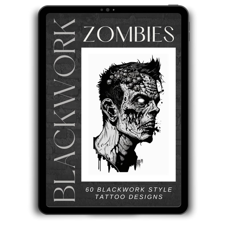 Blackwork Tattoo Designs 'zombies' Tattoo Flash Sheet PDF Downloadable ...