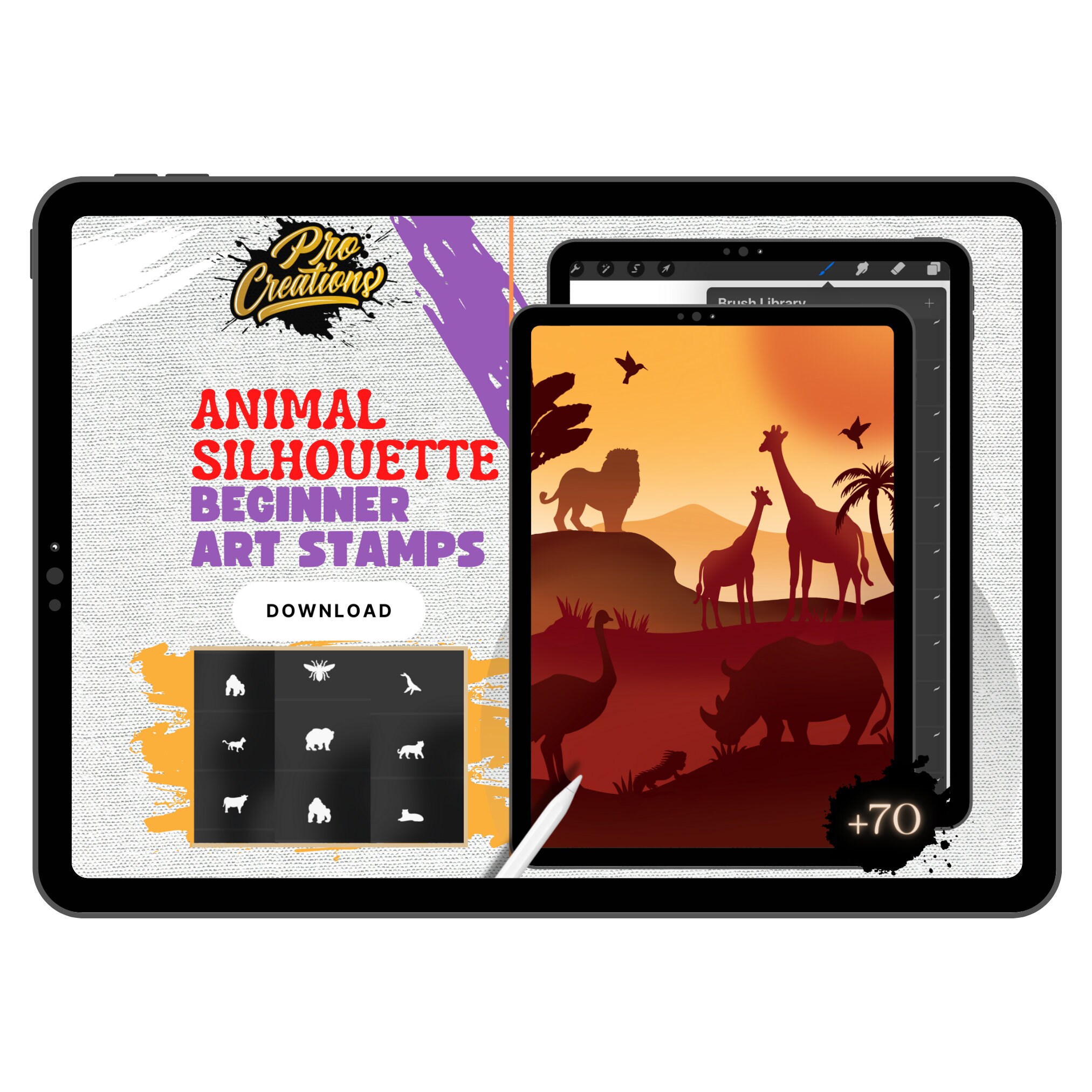 100 Animal Silhouettes Procreate Brush Set Tattoo Stamp - Etsy