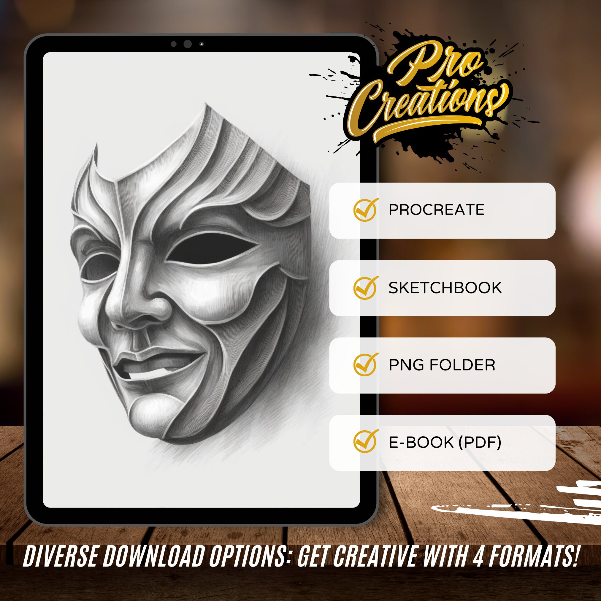 50 Theatre Mask Procreate Brush Stamps Tattoo Designs Digital Art Procreate Brushes Tattoo Flash ...