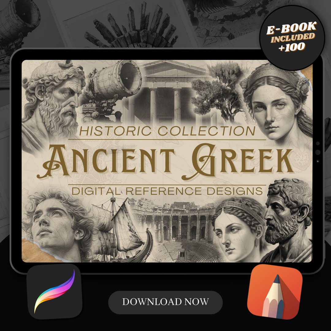 100 Ancient Greek Procreate Brush Stamps | Tattoo Designs | Digital Art ...