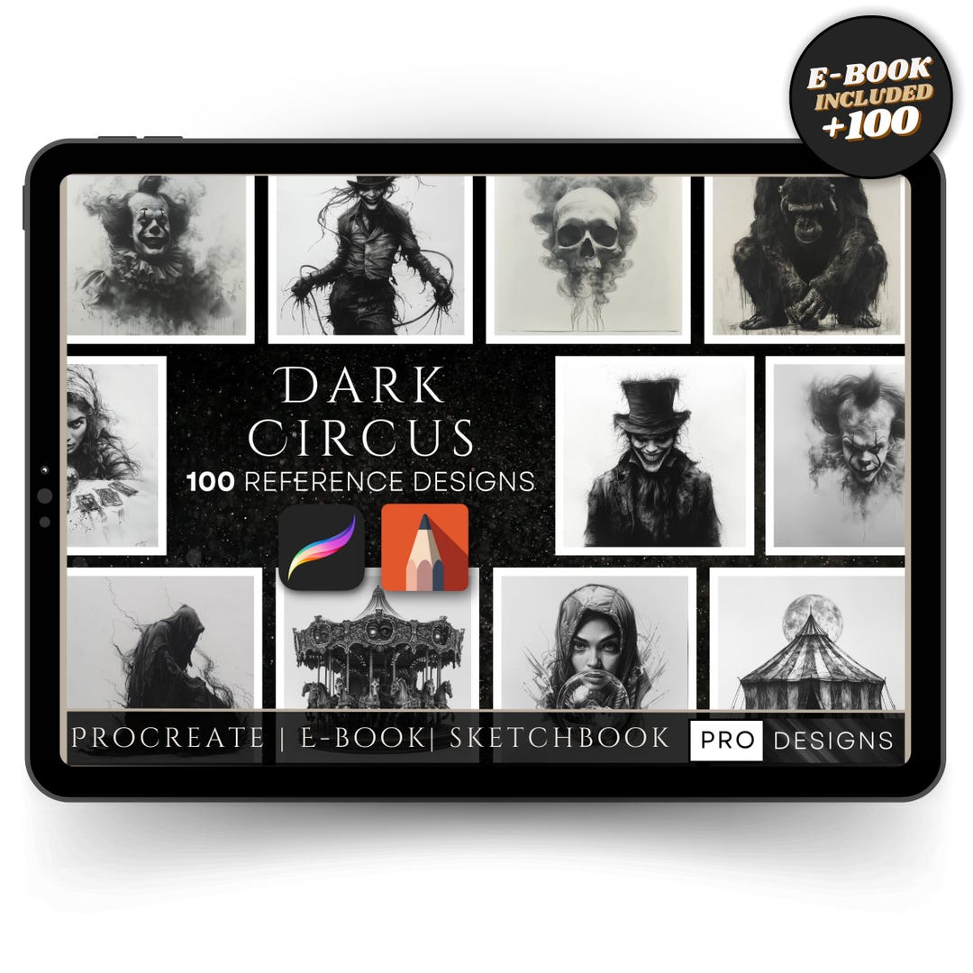 Dark Circus Tattoo Sketches: 100 Creepy Carnival Designs (PNG & PDF - Etsy