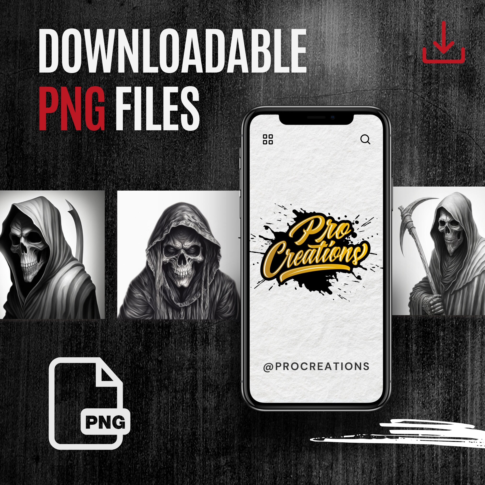 50 Grim Reaper Procreate Brush Stamps Tattoo Designs Digital Art ...