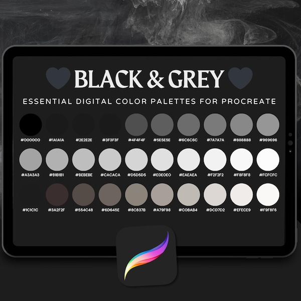 Gray Procreate Palette - Etsy