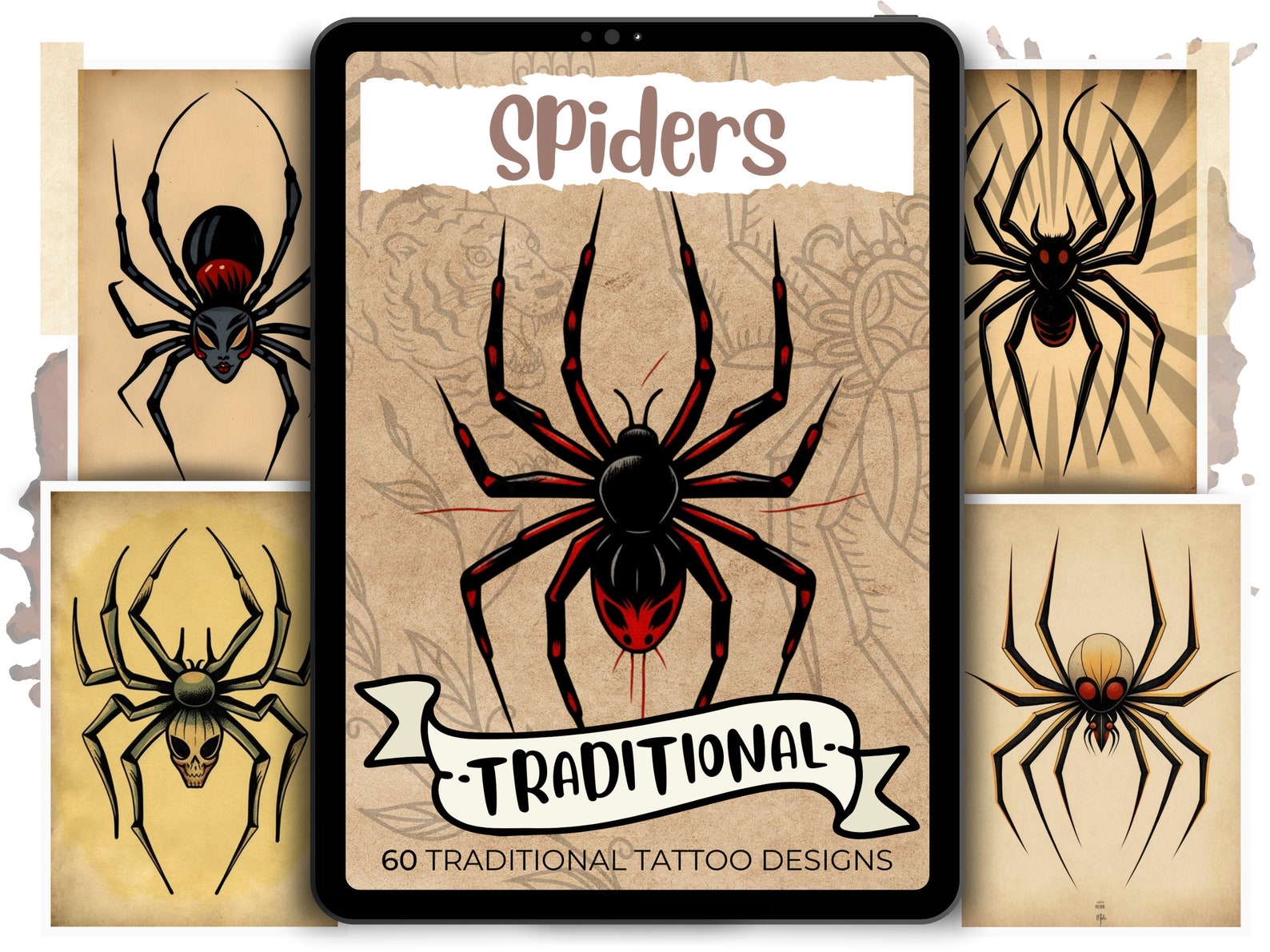 Traditional Tattoo Designs 'spiders' Tattoo Flash Sheet Pdf ...