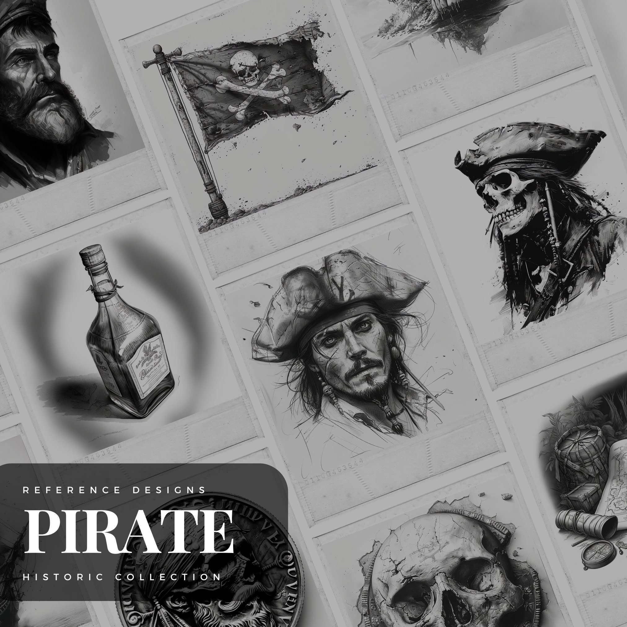 100 Pirate Age Procreate Brush Stamps Tattoo Designs Digital Art ...