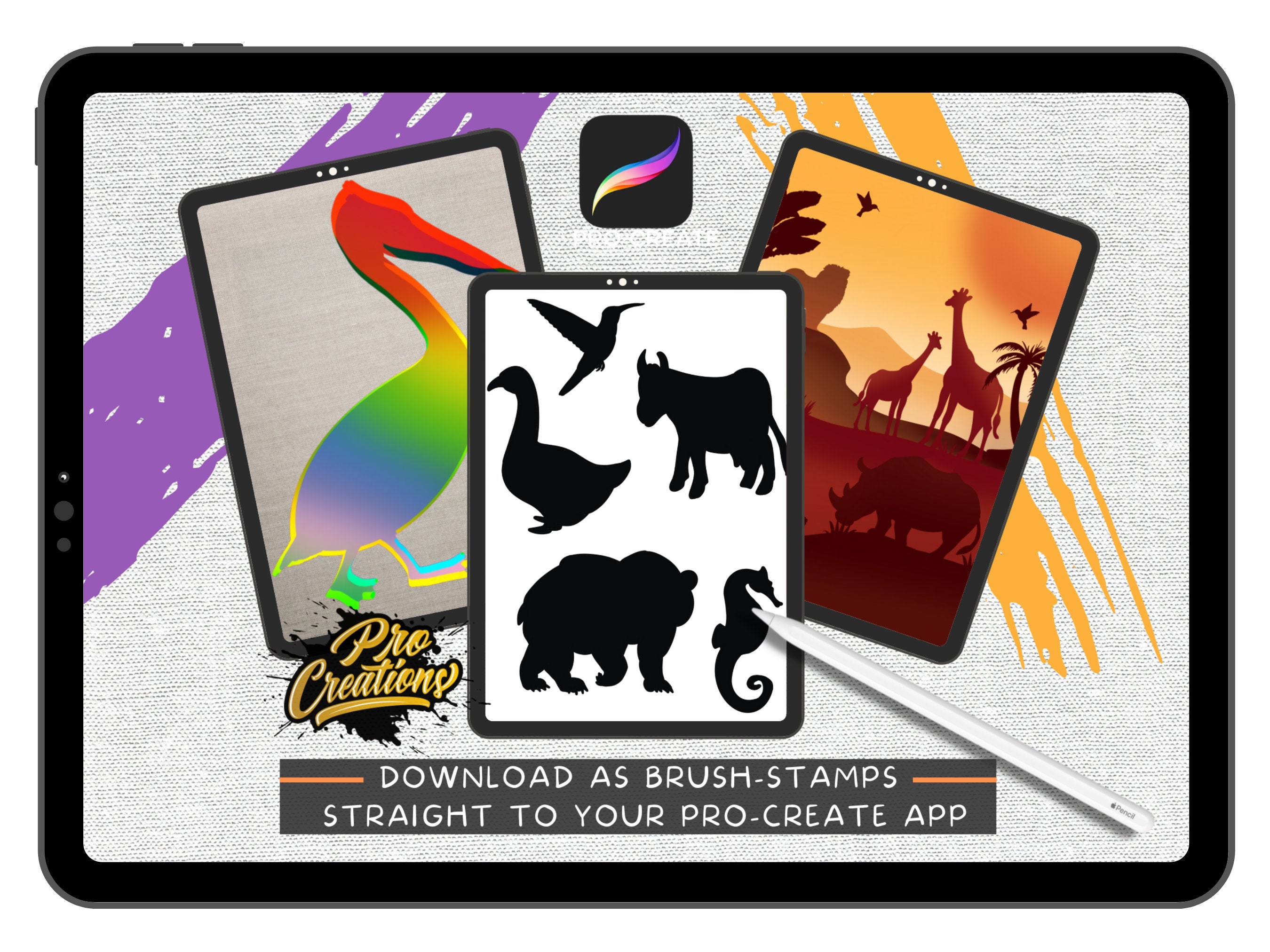 100 Animal Silhouettes Procreate Brush Set Tattoo Stamp - Etsy