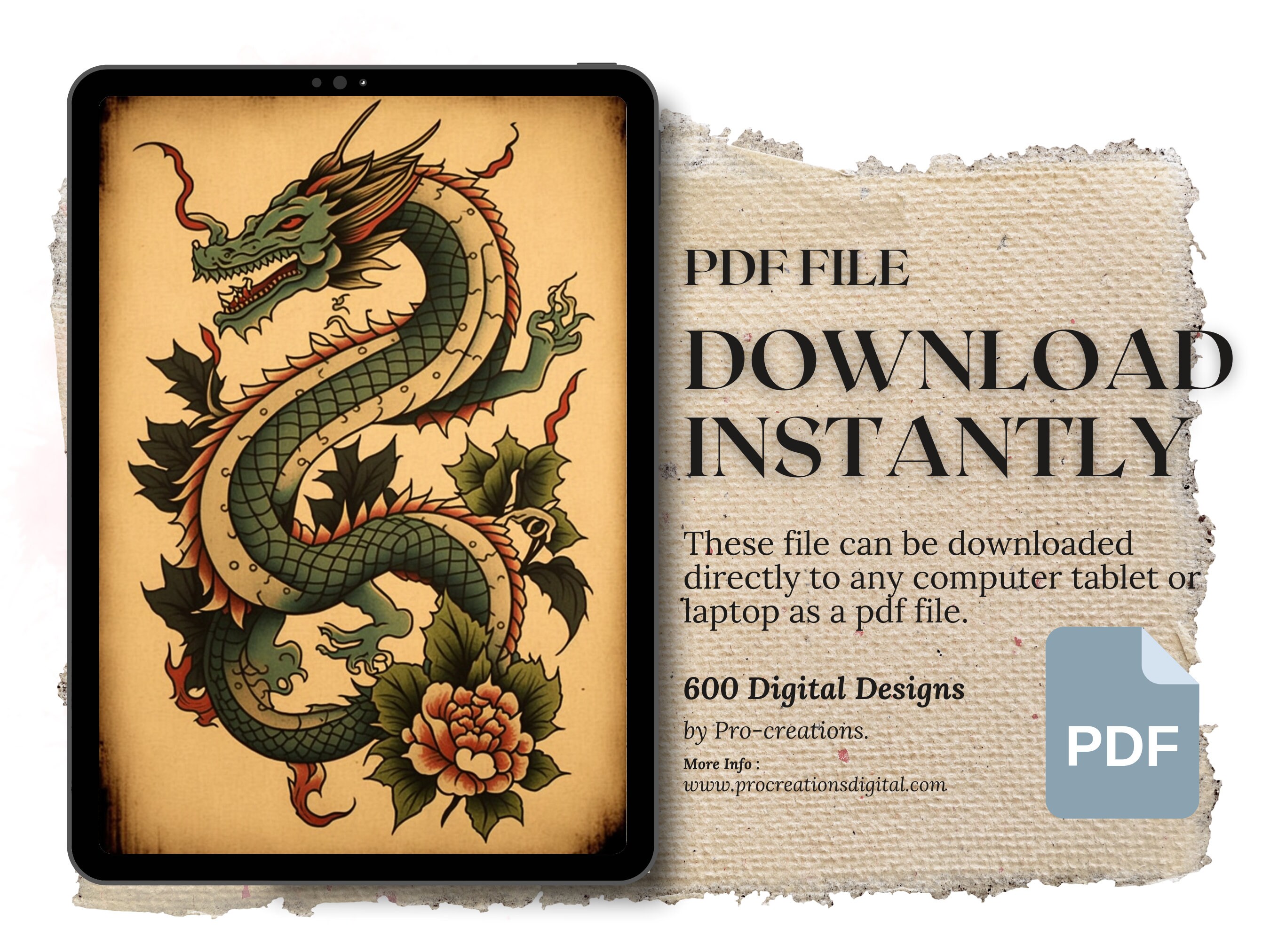 Traditional Tattoo Designs 'MEGA BUNDLE' Tattoo Flash Sheet Pdf ...