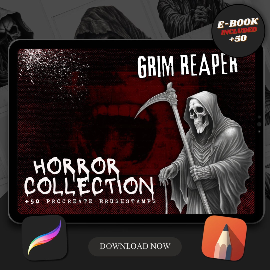 50 Grim Reaper Procreate Brush Stamps | Tattoo Designs | Digital Art ...