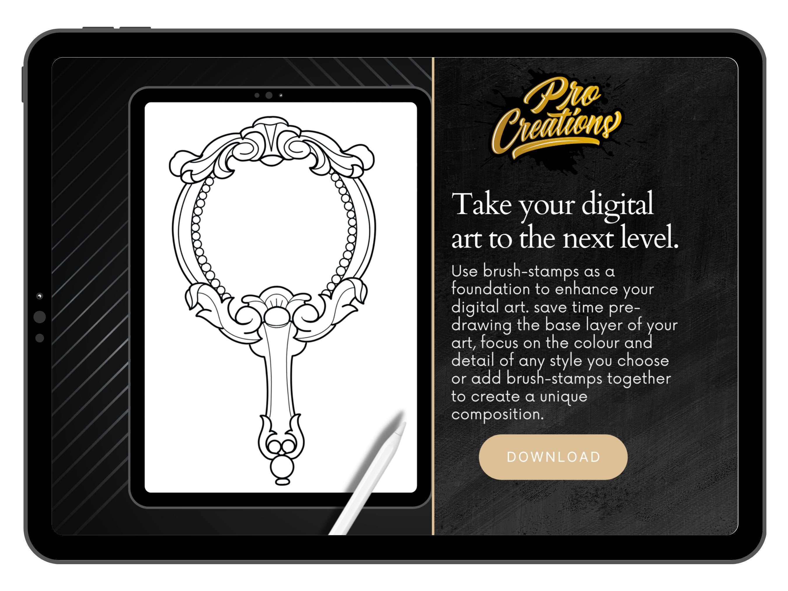 Filigree Frames Procreate Brushes: Tattoo Stencil Stamps (digital ...