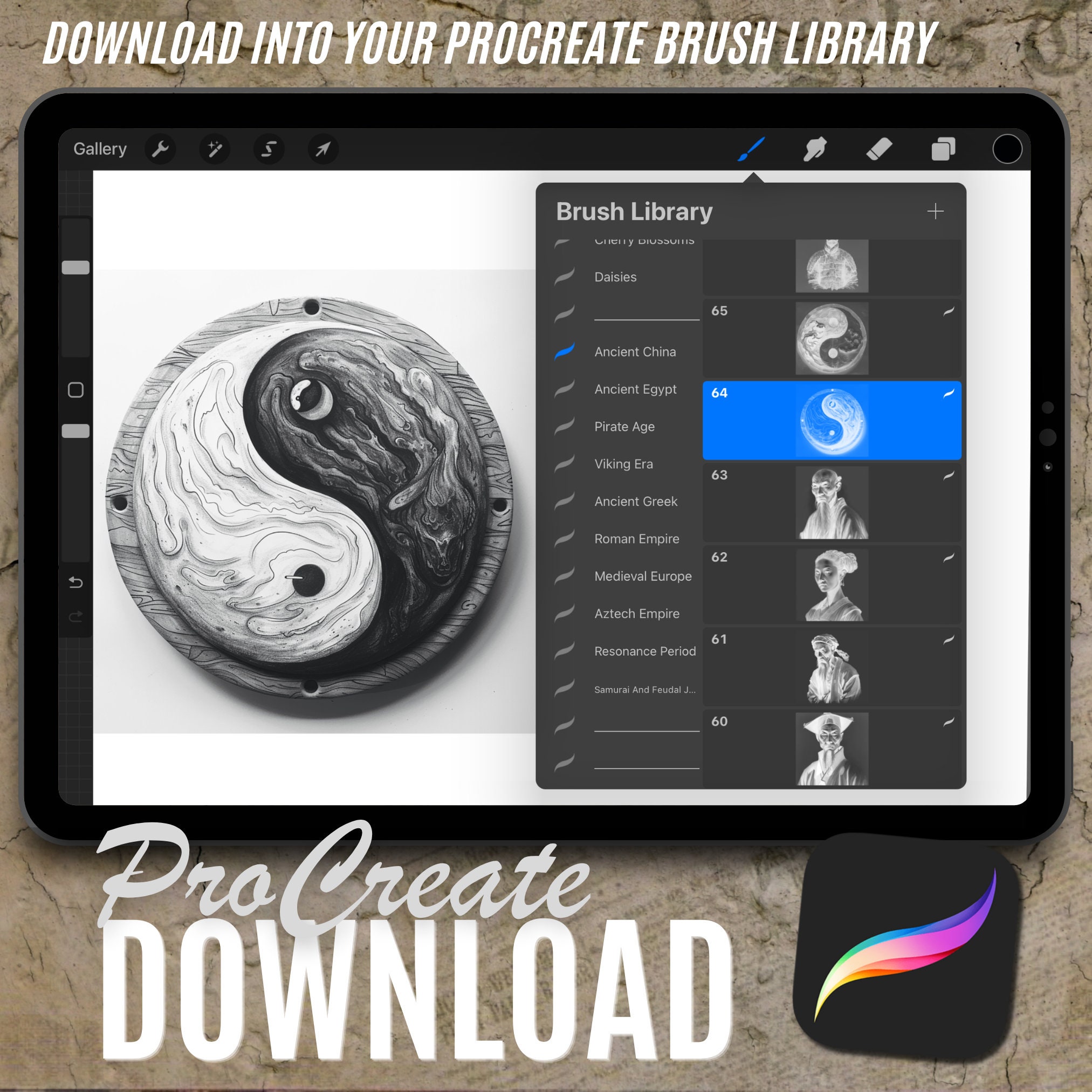 100 Ancient China Procreate Brush Stamps Tattoo Designs Digital Art ...