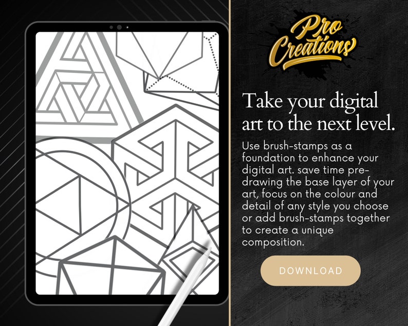 100 Geometric Brushes Procreate Brush Set Geometric Tattoo - Etsy