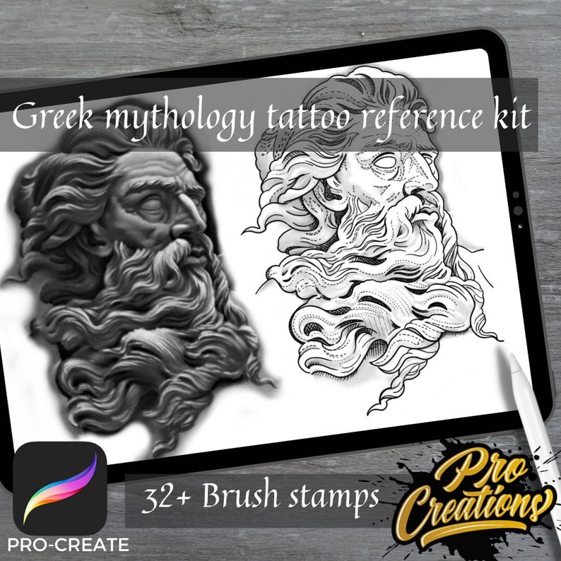 Greek Mythology Procreate Brush Set Unique Tattoo Stamp - Etsy