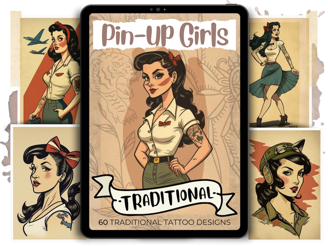 Traditional Tattoo Designs 'pin up Girls' Tattoo - Etsy