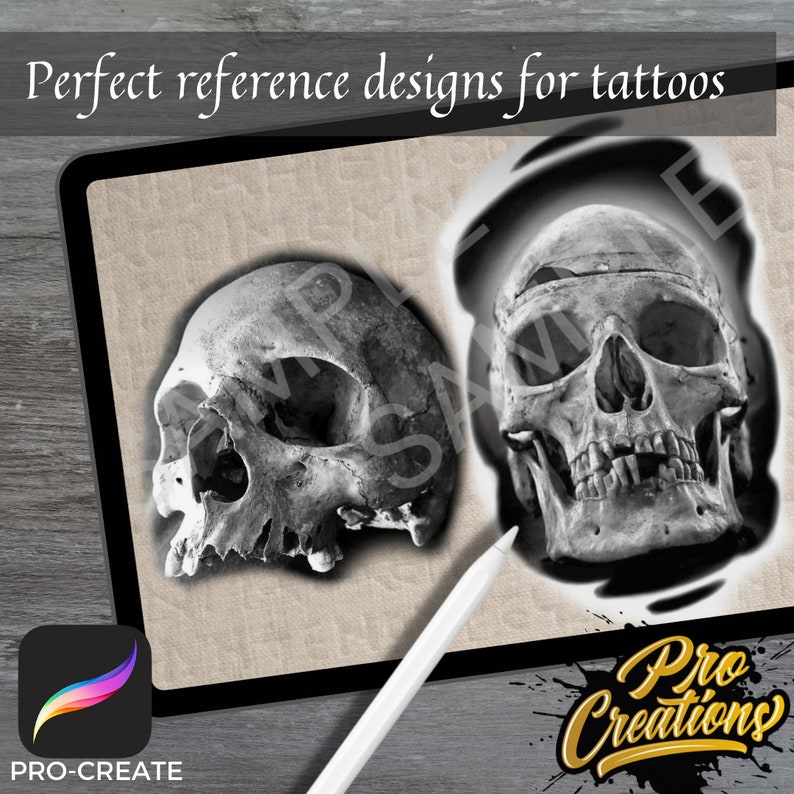 Skull Procreate Brush Set Unique Tattoo Stamp Brushes - Etsy